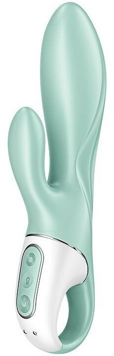Зеленый вибратор-кролик Satisfyer Air Pump Bunny 5+ с функцией расширения - 20,4 см.