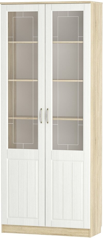 Шкаф комбинированный Оливия, напольный, 90,2х219,8х38,4 см, ЛДСП/МДФ, цвет белое дерево, дуб Сонома