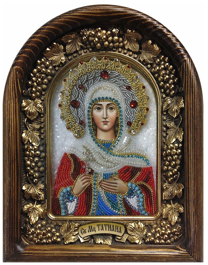 Икона Дивеевская Татиана (Татьяна) Римская, Мученица, из бисера, ручная работа, 18х23 см