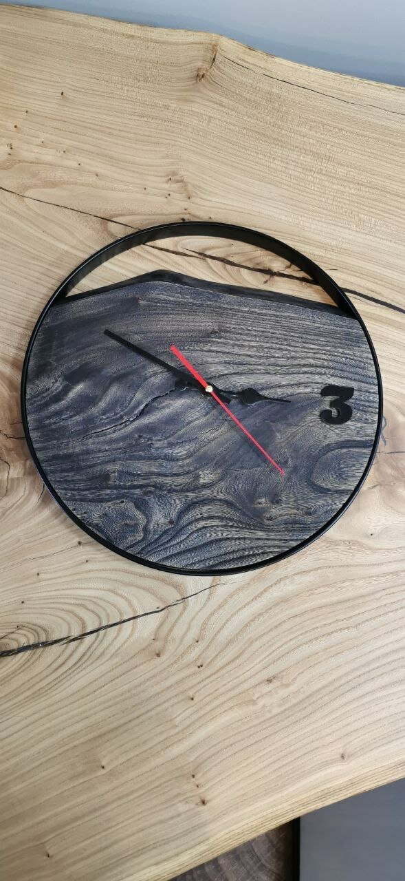 Часы настенные слэб карагач "Потерянное время"