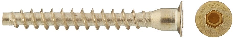 Стяжка шурупная латунированная 6,3х50 мм потайная головка HEX 4 (15 шт.)