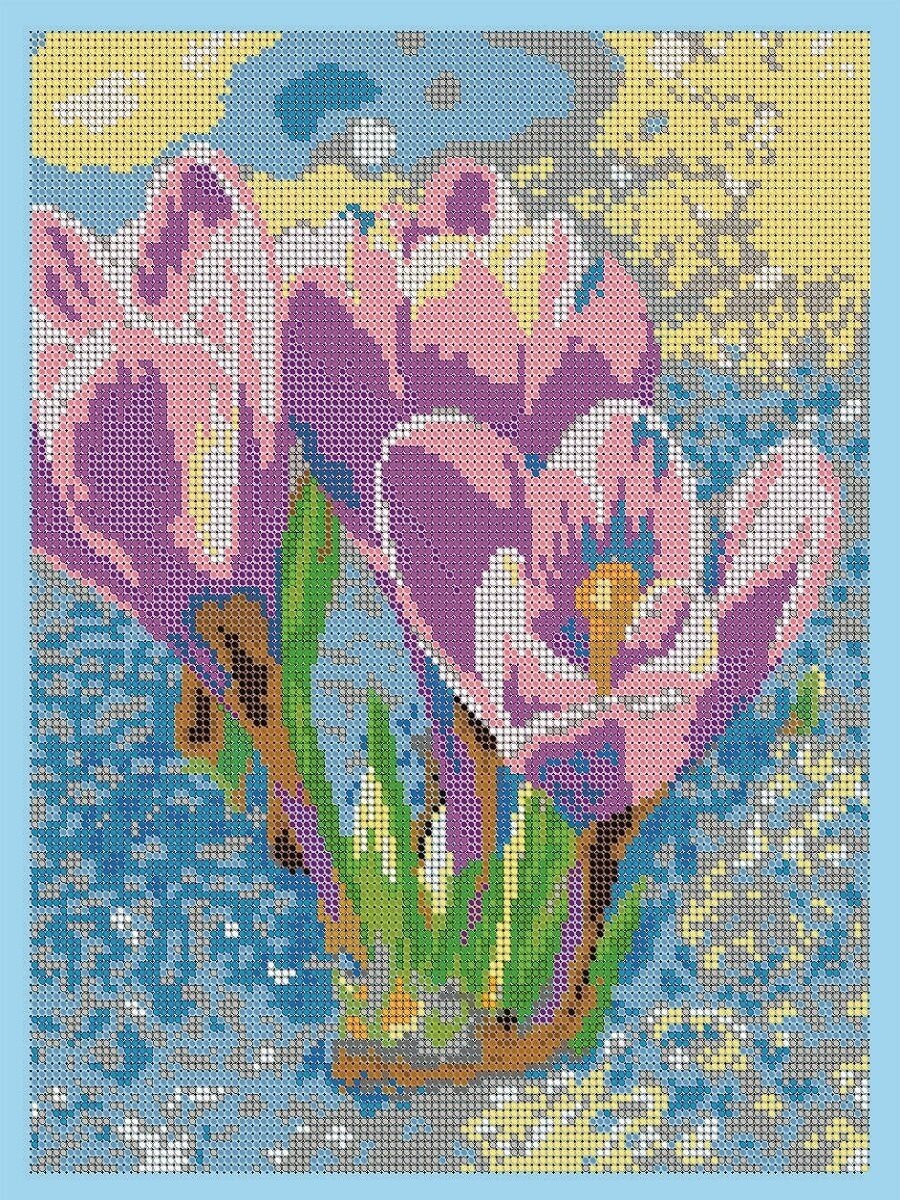 Набор для вышивания art-набор для вышивания "Крокусы", полукрест, 24x30 см