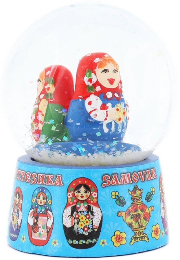 Снежный шар Матрешки синий, диаметр шара 45мм