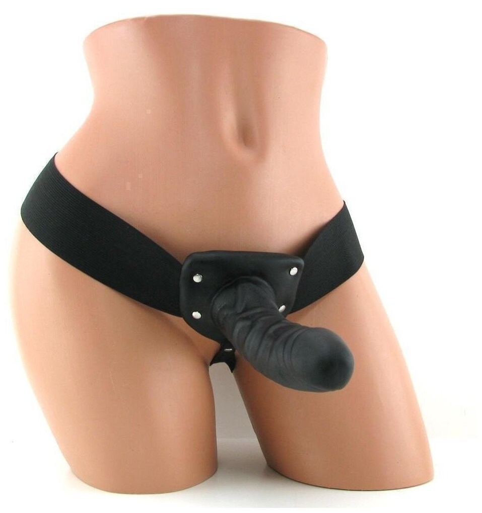 Страпон Pipedream Fetish Fantasy Hollow Strap-On PD4429-23, черный, силикон, 14.5х4.5см