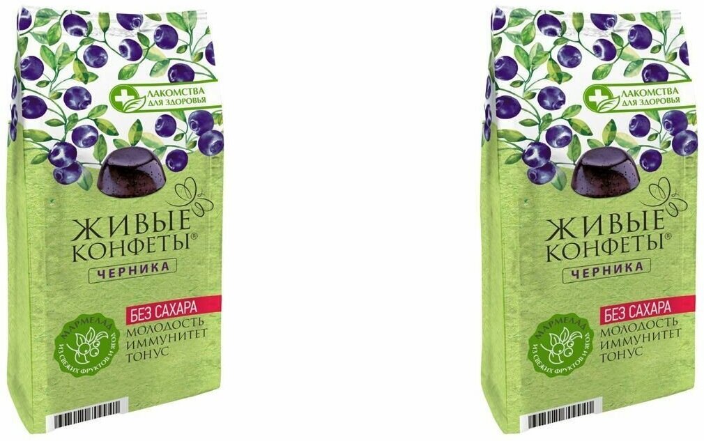 Мармелад Лакомства для здоровья, желейный, с черникой, 170 гр, 2 уп