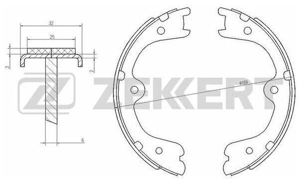 Колодки стояночного тормоза Nissan Pathfinder (R51M) 05-, Navara (D40M) 04- Zekkert