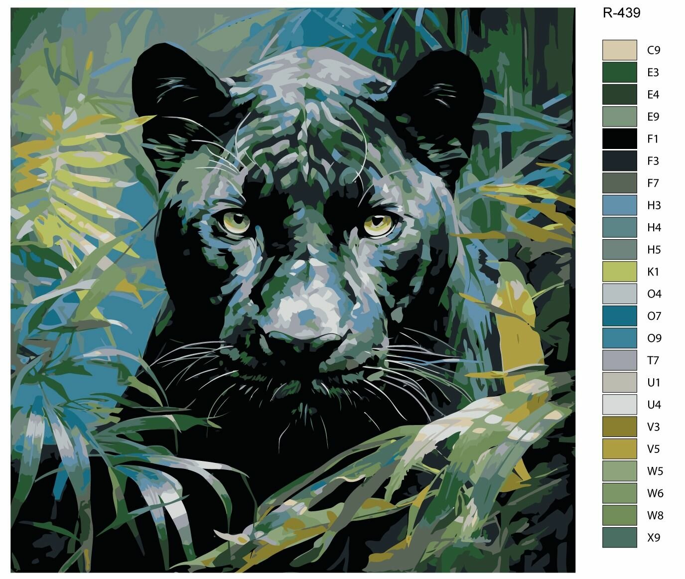 Картина по номерам R-439 "Пантера в джунглях" 40х40 см