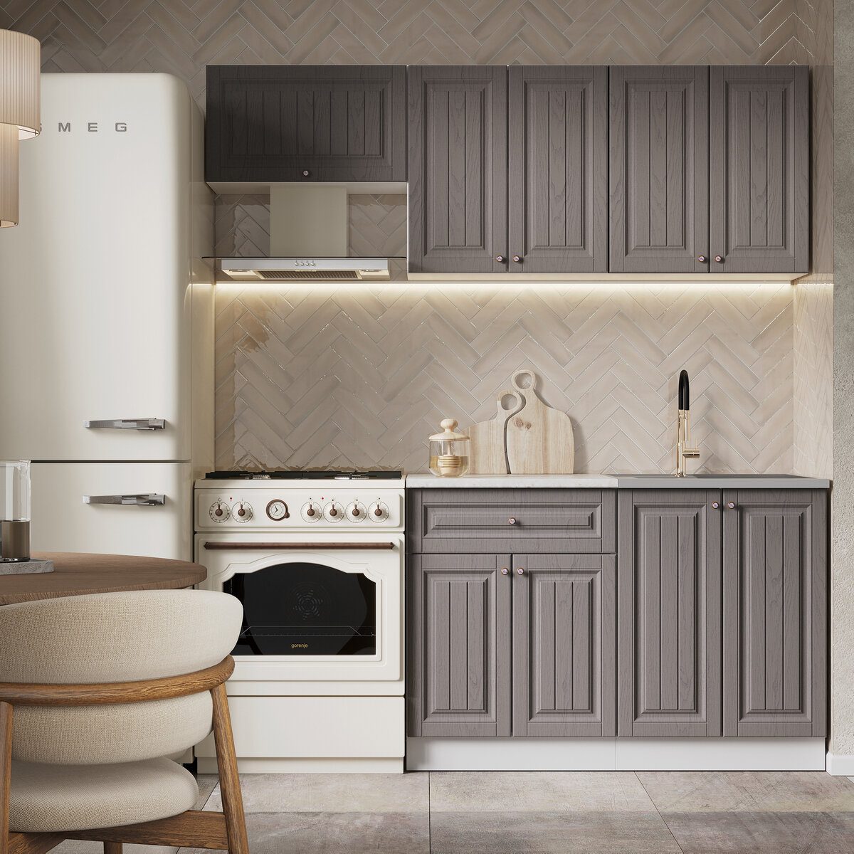 Кухонный гарнитур, кухня, готовый комплект Хозяюшка 1.2 м + ГАЗ600 Трюфель