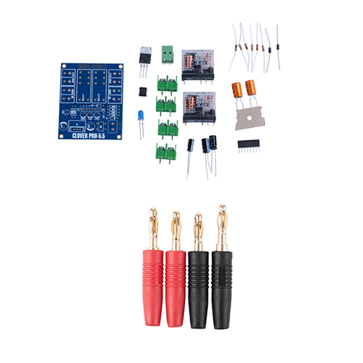 4 шт. 4 мм B7 24K музыкальный акустический кабель провод штыревой разъем банан и 1 комплект 12-24 В двойное реле 7812+UPC1237 модуль акустической платы