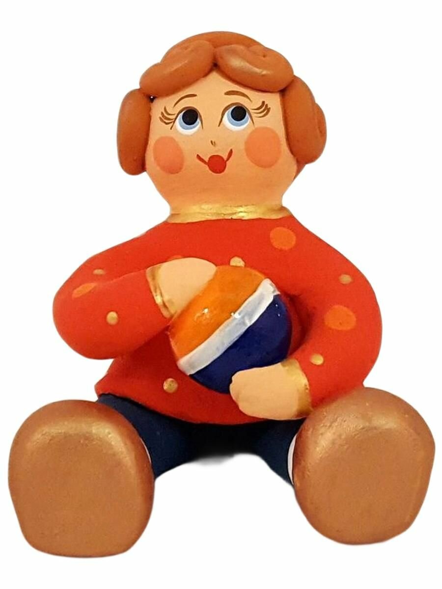 Мальчик с игрушкой, Ковровская глиняная игрушка, ручная авторская работа