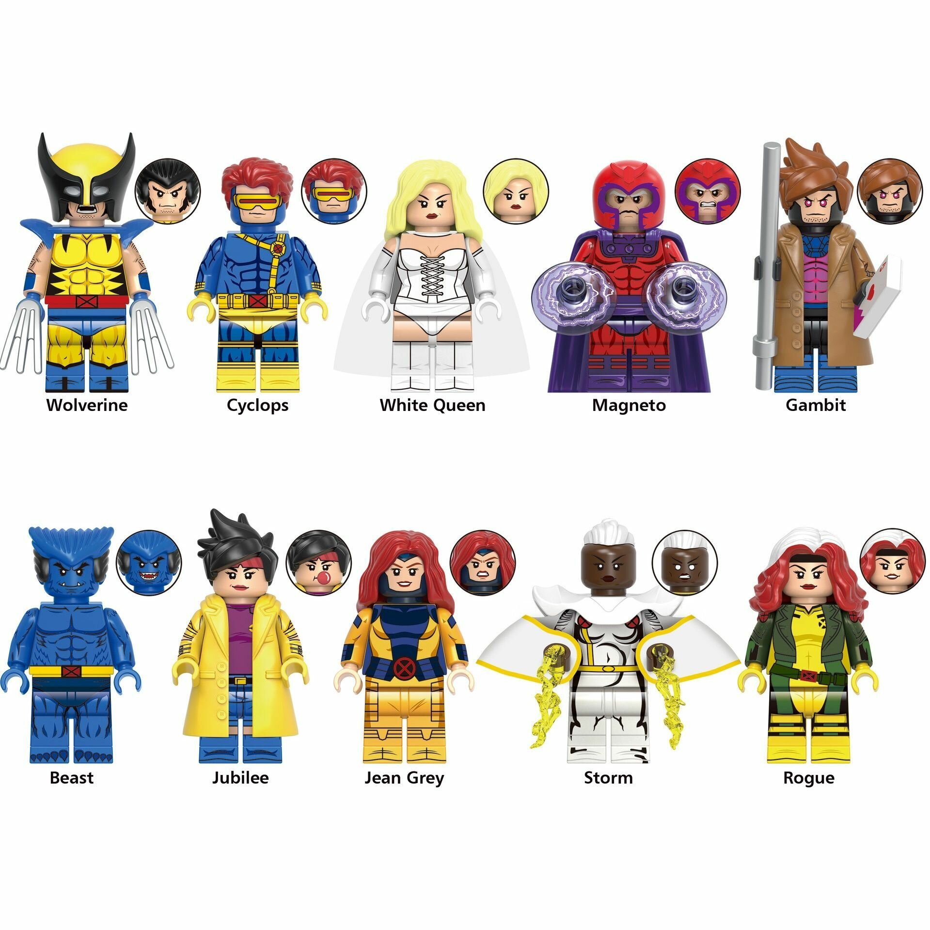 'Набор минифигурок /Marvel-X-Men, Wolverine, Cyclops, White Queen, Magneto/ 4.5cm-пакет /10 шт.