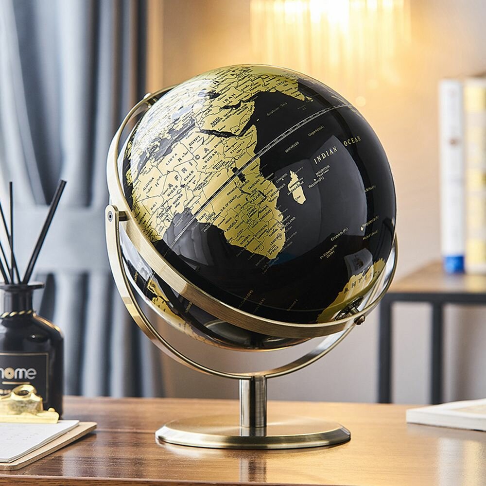 Вращающийся на 720 трехмерный земной шар из металлического золота, Black Bronze