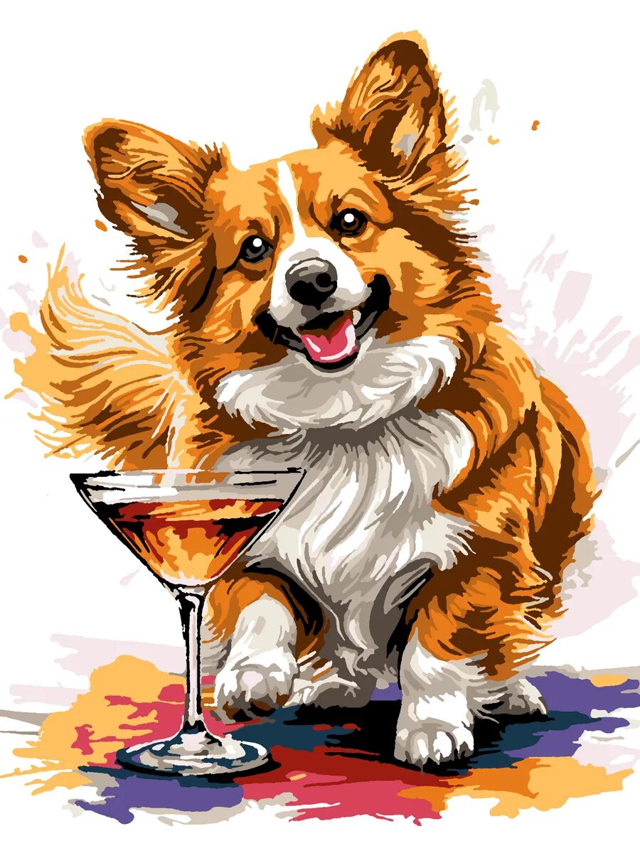 Картина по номерам Тут рисуют "Корги", 50х40 см, холст/подрамник, акриловые краски