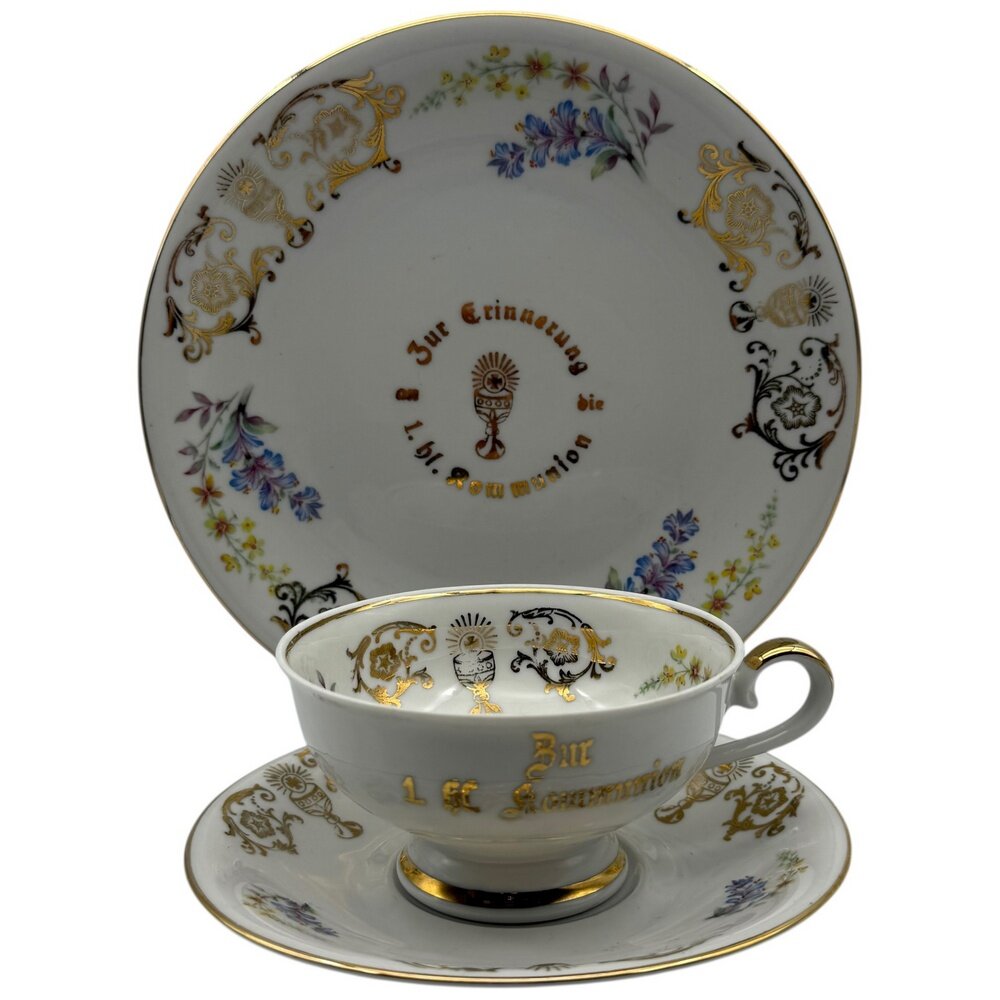 Чайное трио "На первое причастие", 200 мл, фарфор, 1937-1945 гг, Bareuther Waldsassen, Германия