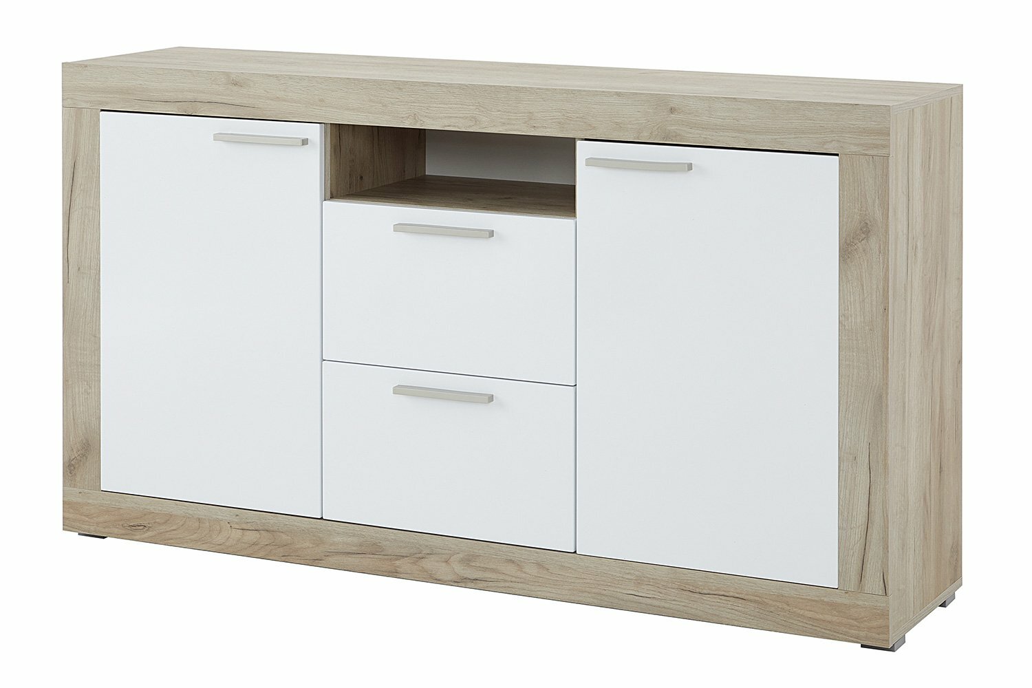 Комод Мартин 151,2х86,8х37 см, 2 ящика, 2 двери, цвет дуб серый craft/белый глянец