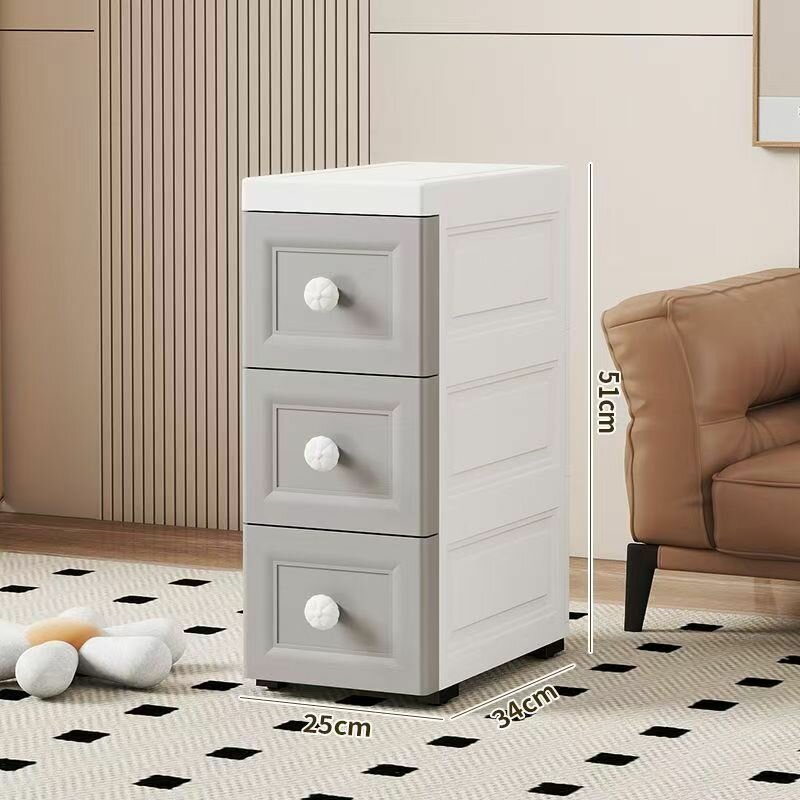 Шкаф для хранения "Этажерка", на колесах, с ящиками, пластик, белый/серый