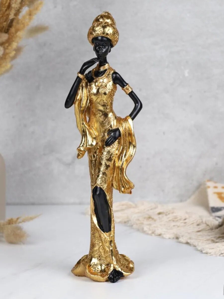 Статуэтка подарочная, коллекционная, полистоун, в подарочной упаковке, Африканка 8х7,5х29 см