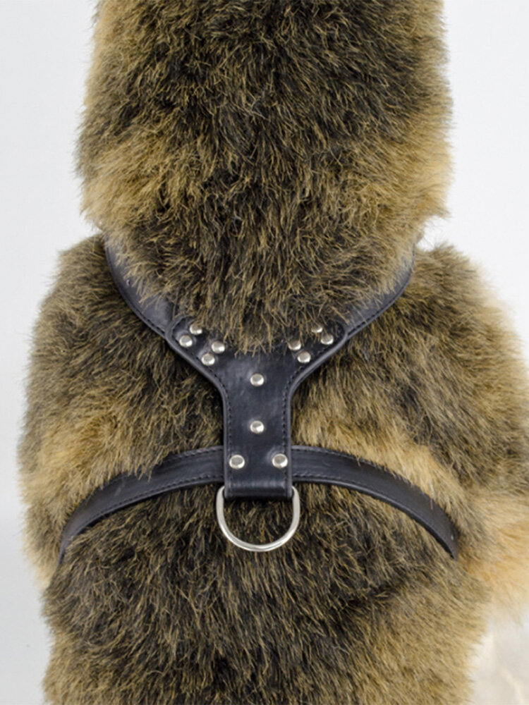 Ошейник для домашних животных с заклепками и защитой от укусов Прочный кожаный ошейник и шлейка с шипами для собак с шипами