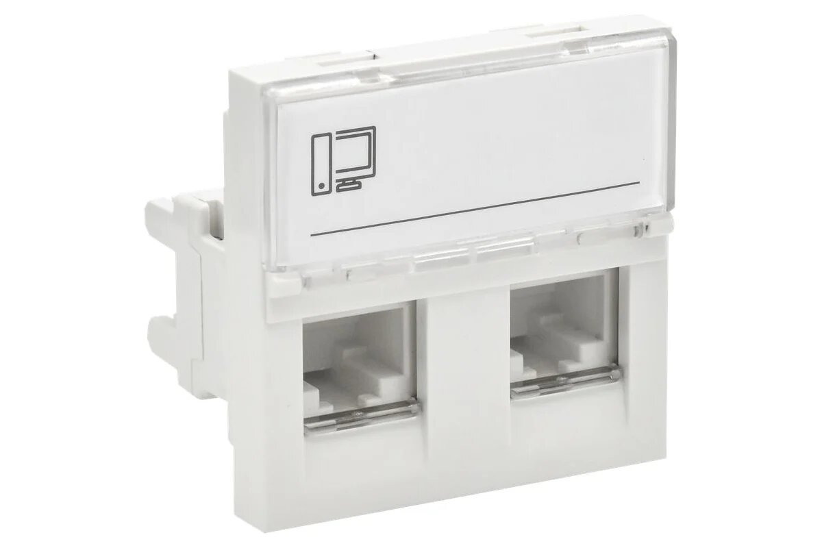 IEK PRIMER RJ45 кат.5E розетка с двумя гнездами кабель 2 м корпус белого цвета