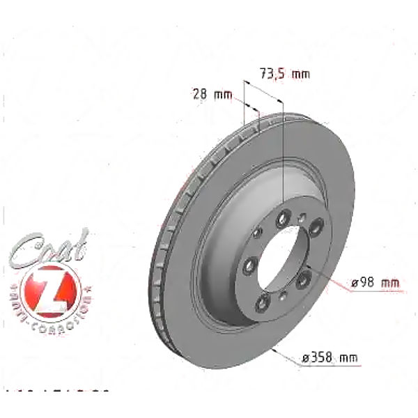 ZIMMERMANN 460.4548.20 диск торм Porsche (Порше) / Audi (Ауди) coat z