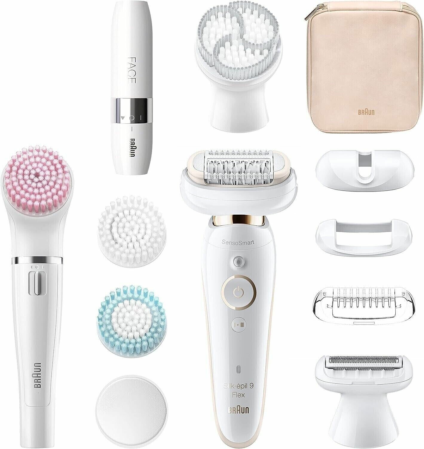 Эпилятор Braun Silk-epil 9 Flex 9-105 3D Германия, оригинал, цвет: белый, розовый, золотой