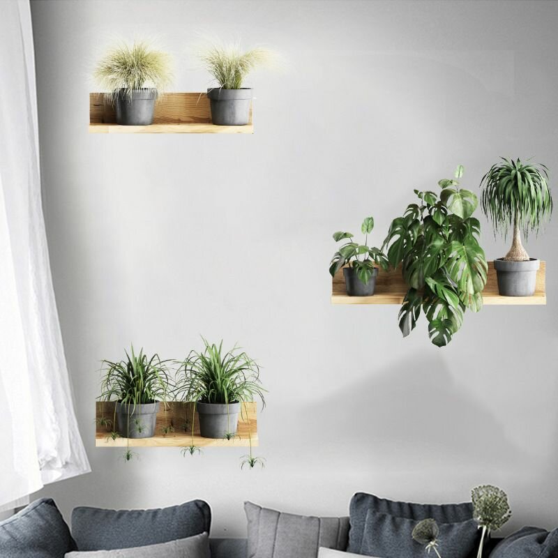 3D наклейки на стену "Суккуленты" — объемные, для кухни/спальни/балкона, декор без полива