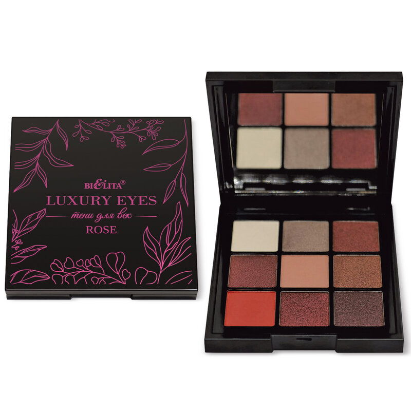 Тени для век ROSE, палетка теней из 9 оттенков Luxury Eyes Белита