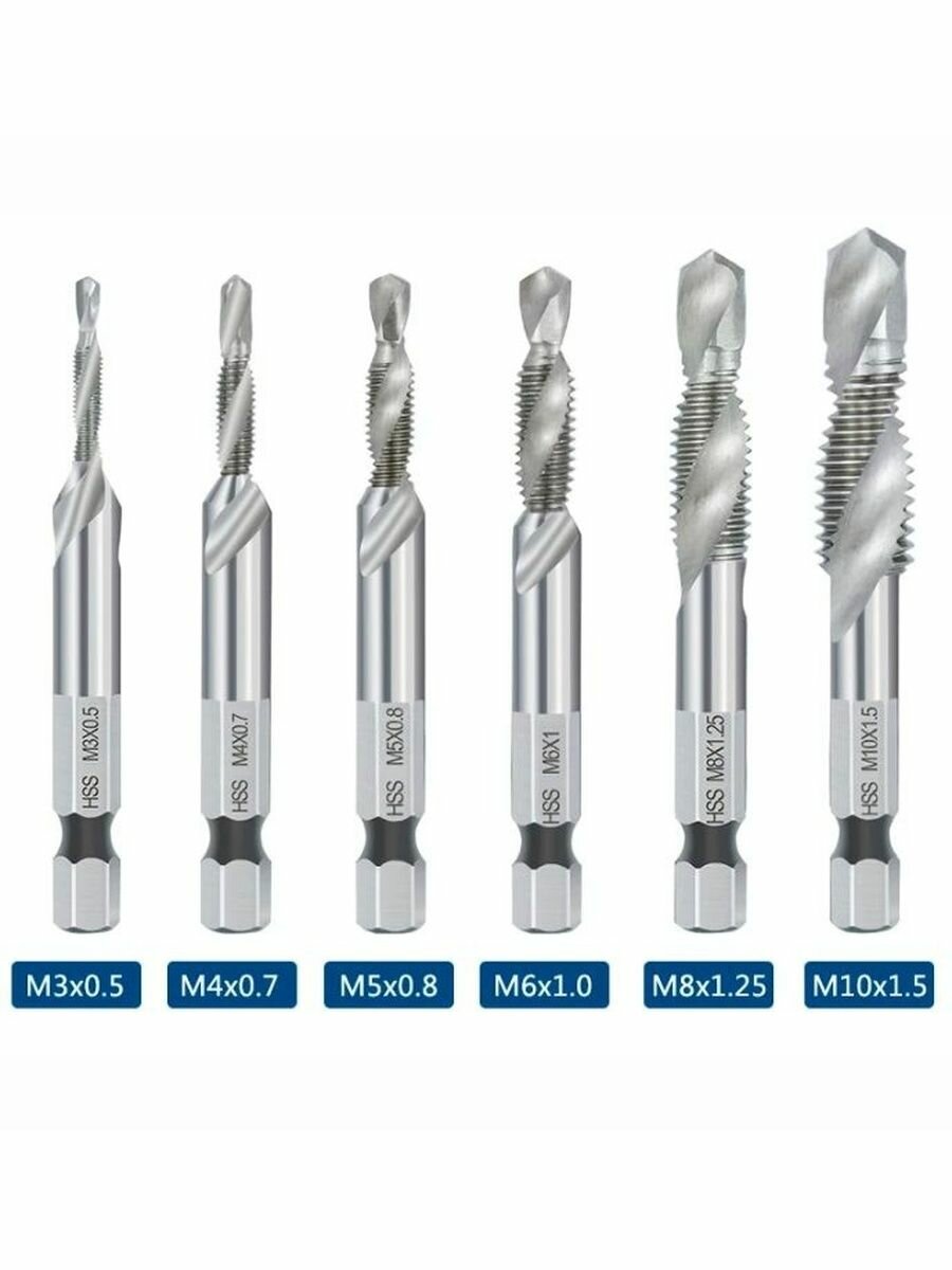 Набор сверл-метчиков XCAN, М3-М10, 6 штук