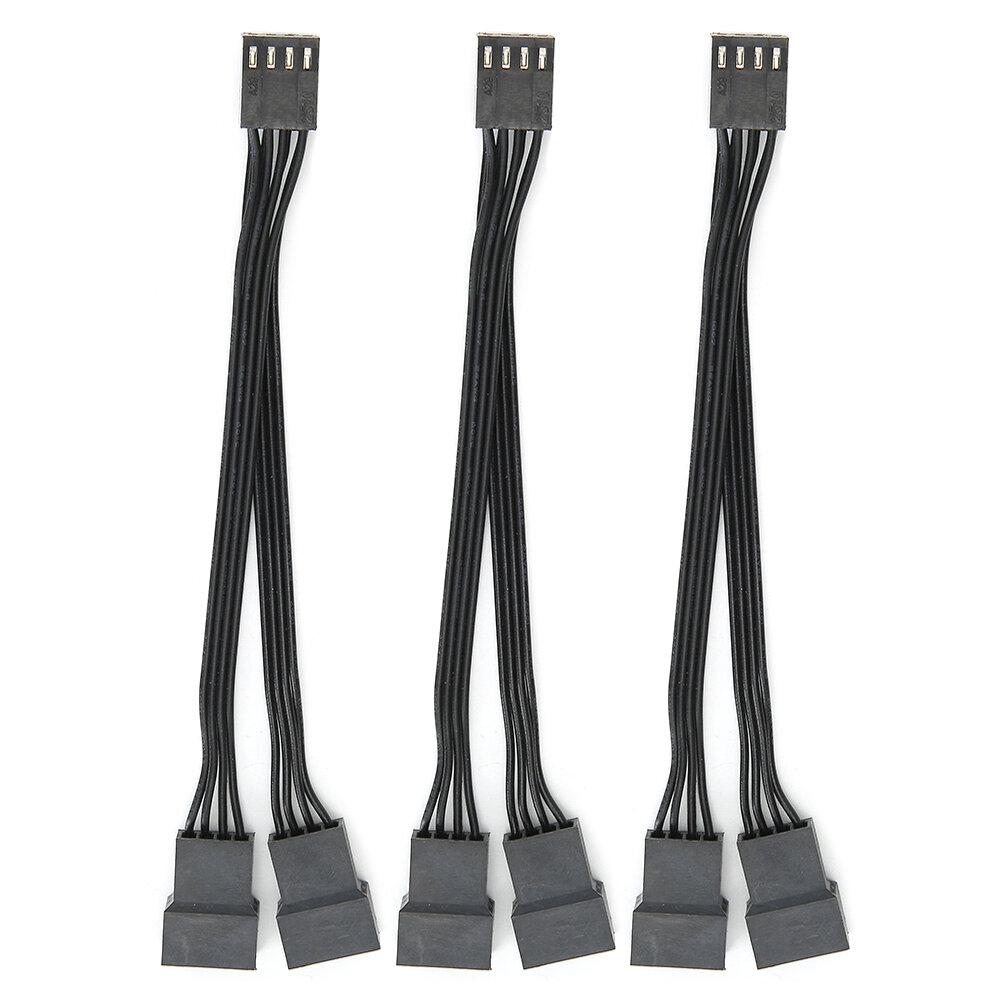 3Pcs 4Pin 1 to 2 Sleeved YSplitter Adapter Cable Computer Case Fan Power Supply