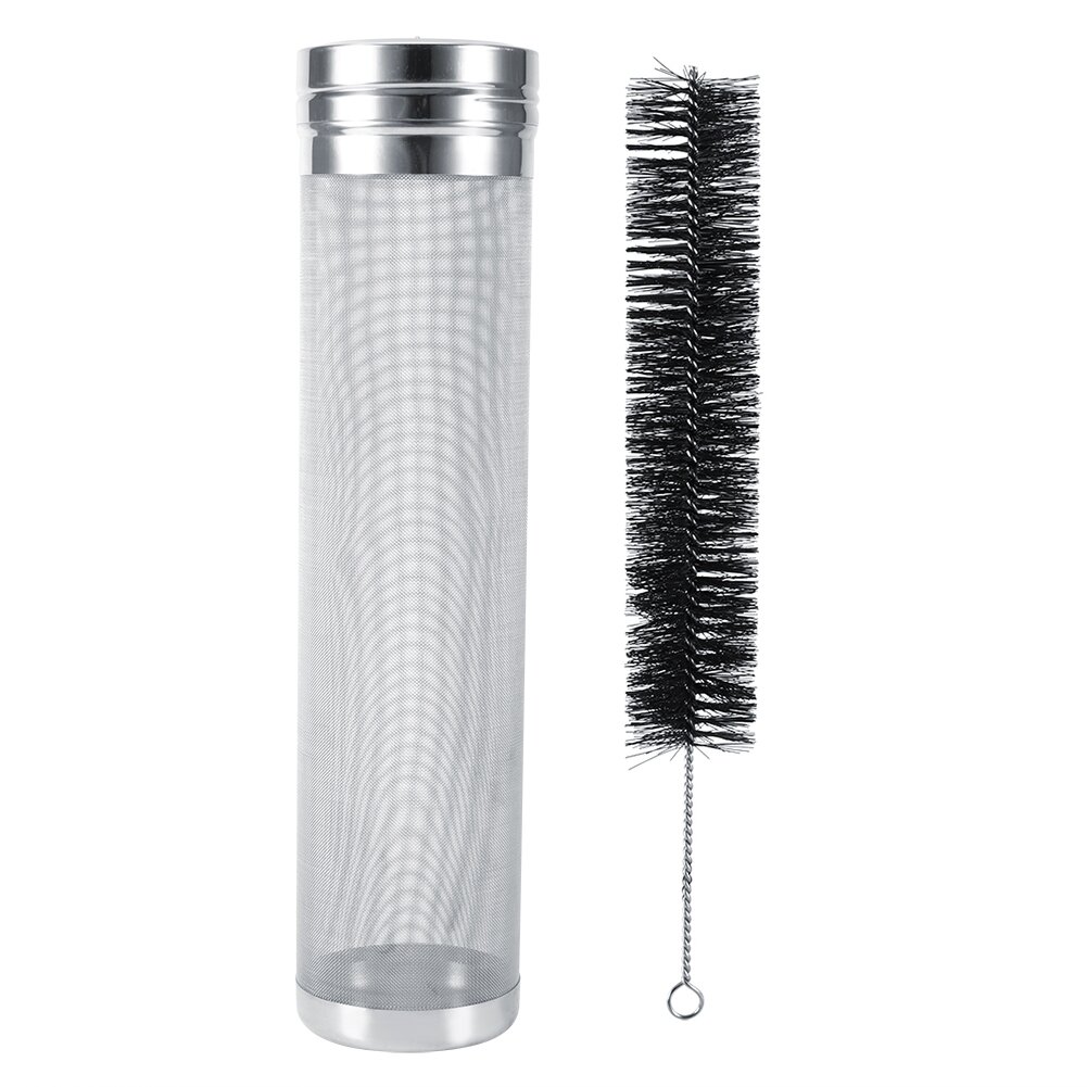 Фильтр пивного хмеля из нержавеющей стали с 300 микрометрами сетчатой чистящей кисточки для домашнего завора Kegs7x29cm / 2,8x11.4in Hop Filter с набором чистящей щетки