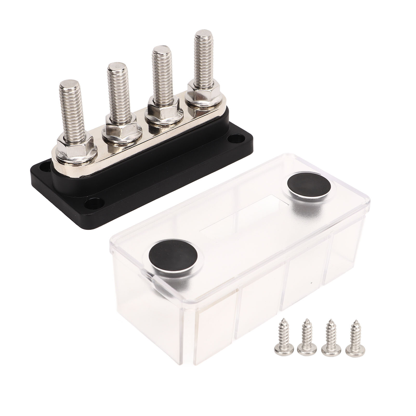 4-полюсная шина 300А M10 с крышкой (черная)