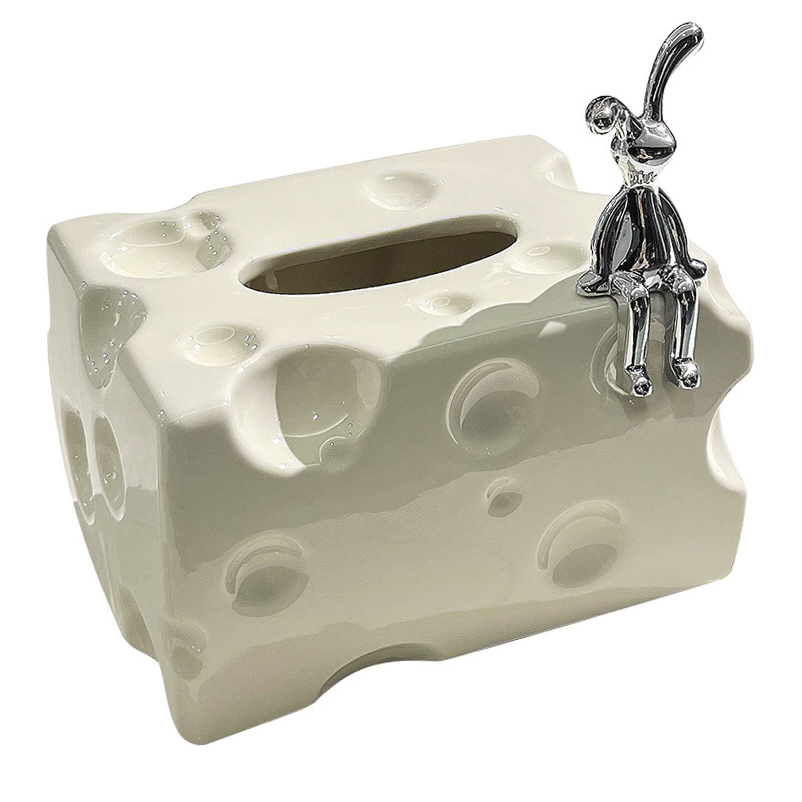 Чехол для коробки с салфетками, керамический, прямоугольный, стильный, элегантный, декоративный, для настольного журнального столика, молочно-белый.