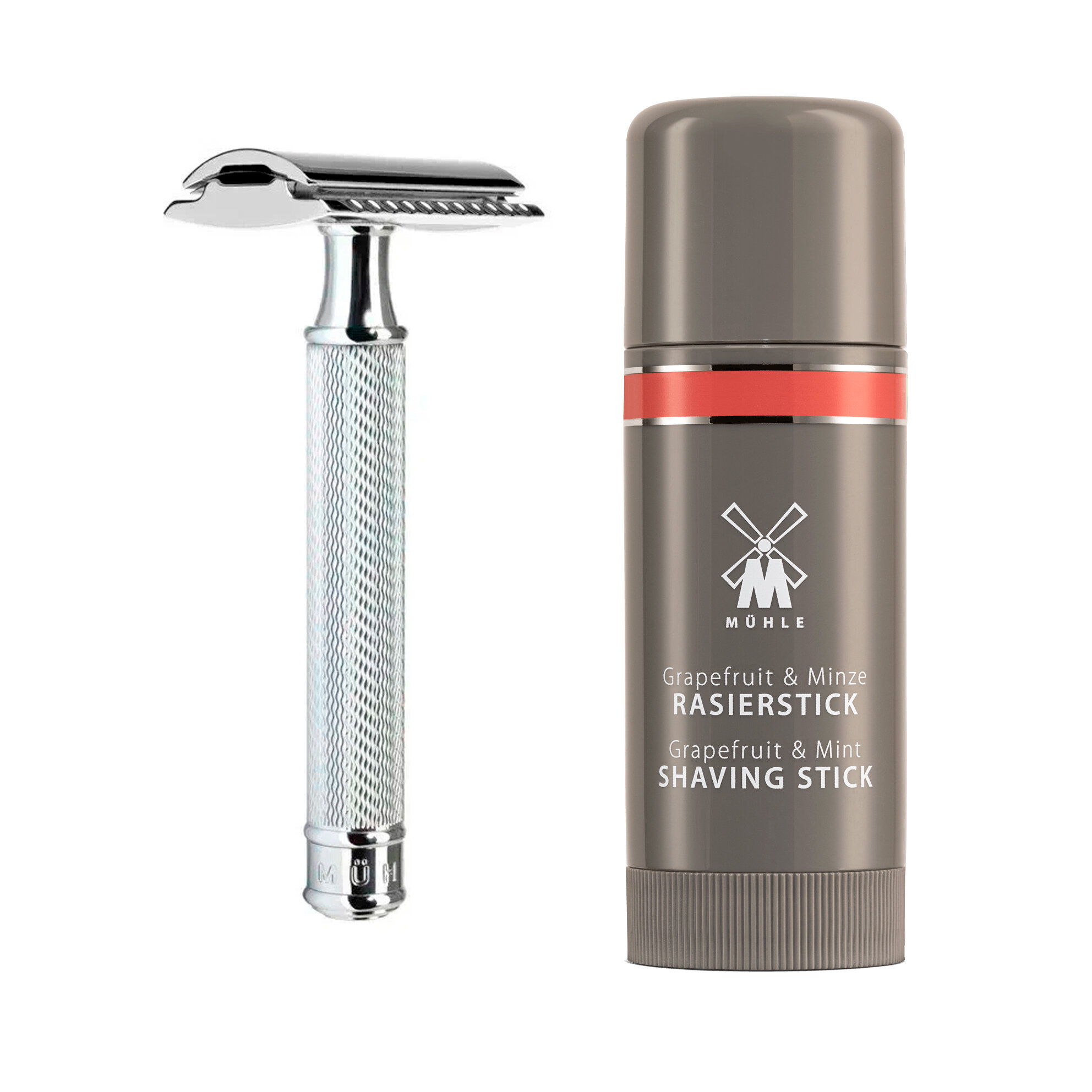Набор для бритья MUEHLE (Т-образная бритва R 89 + стик-мыло Грейпфрут и Мята)
