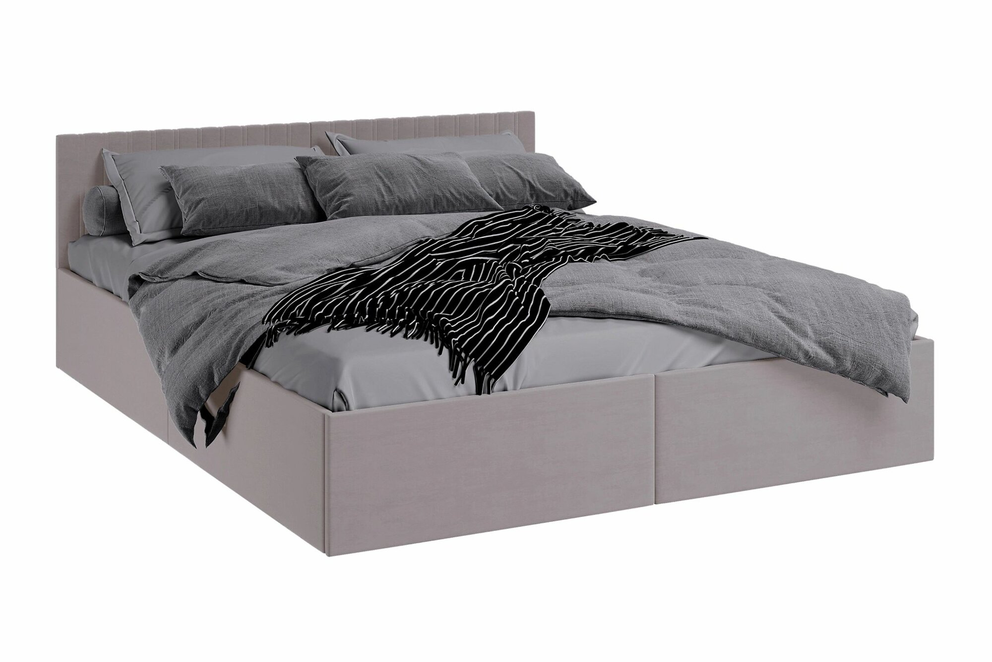 Кровать "Лекси", двуспальная, каркас из ЛДСП, обивка из текстиля, бежевая, 168 см x 207 см