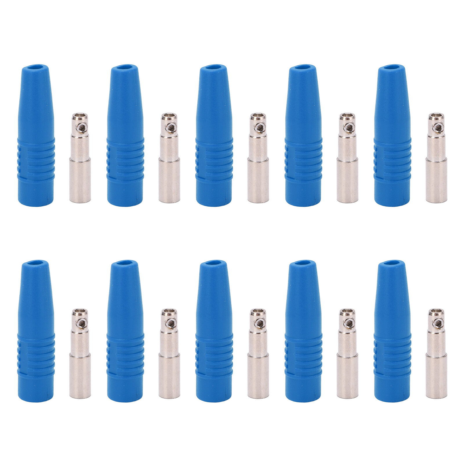 4-мм штекер типа «банан», никелированный, из чистой меди, пулевидный разъем для электронных измерительных приборов, синий.