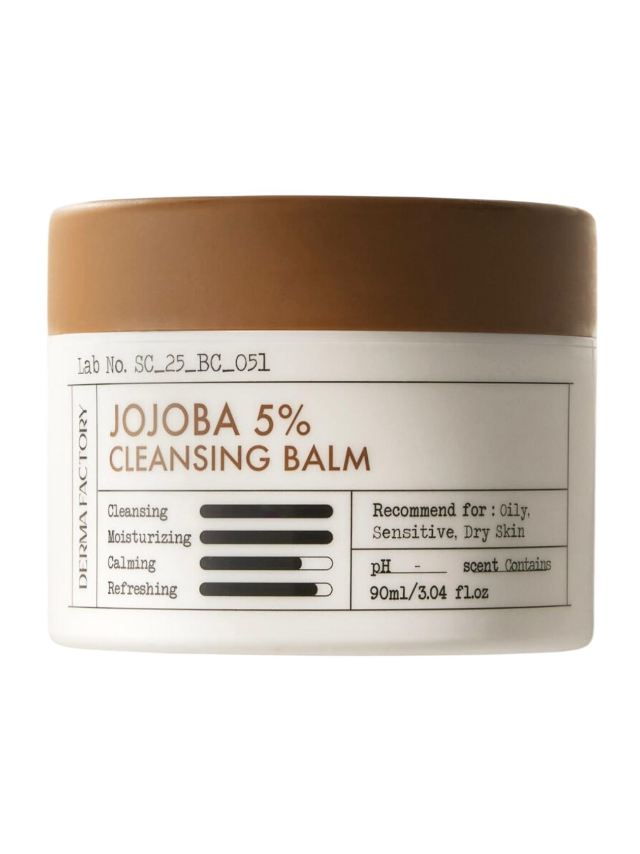 Derma Factory Очищающий щербет-бальзам с 5% масла семян жожоба Jojoba 5% Cleansing Balm 90 мл.