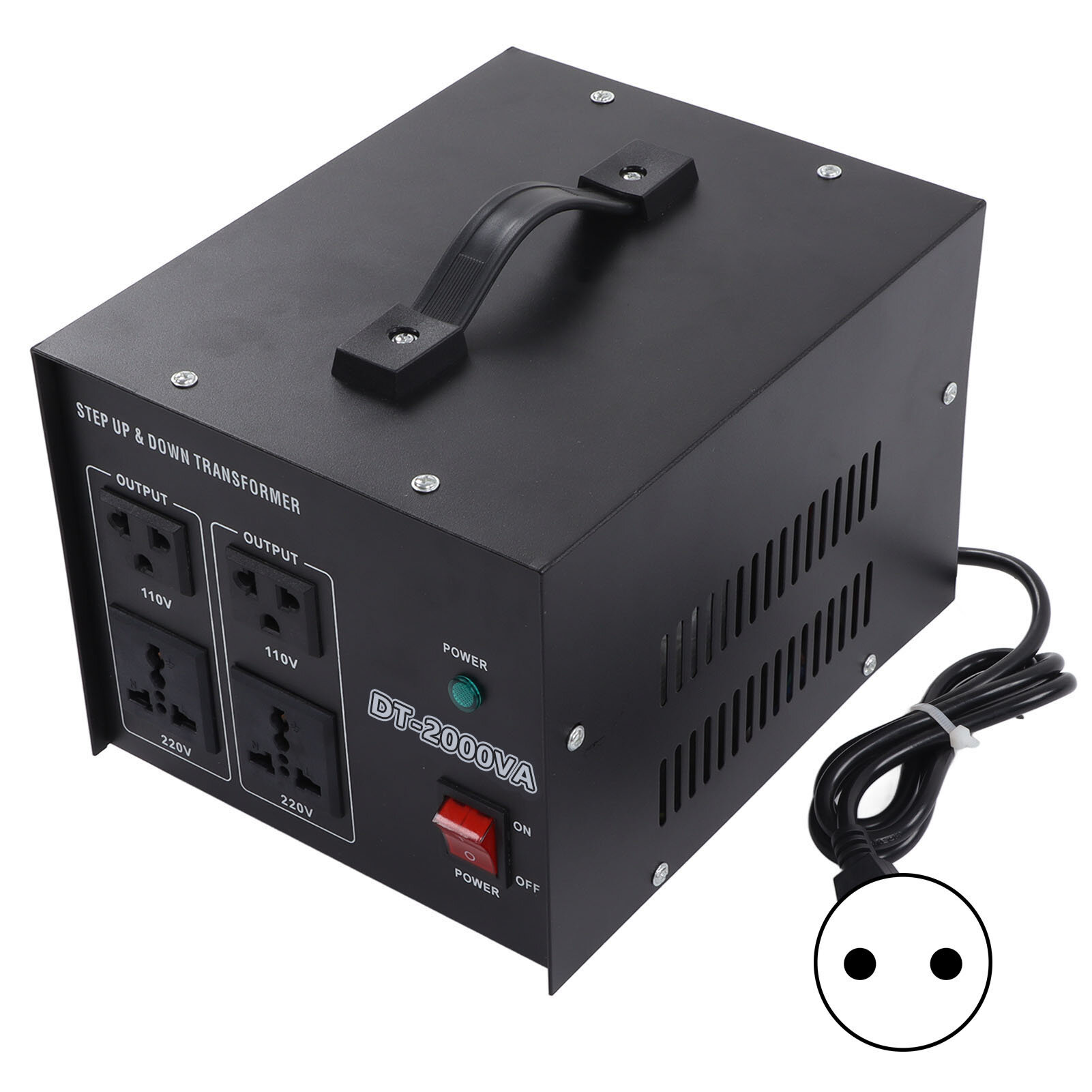 Повышающий/понижающий преобразователь напряжения 2000 Вт с регулируемым входным напряжением переменного тока, вилка европейского стандарта, 110–220 В.