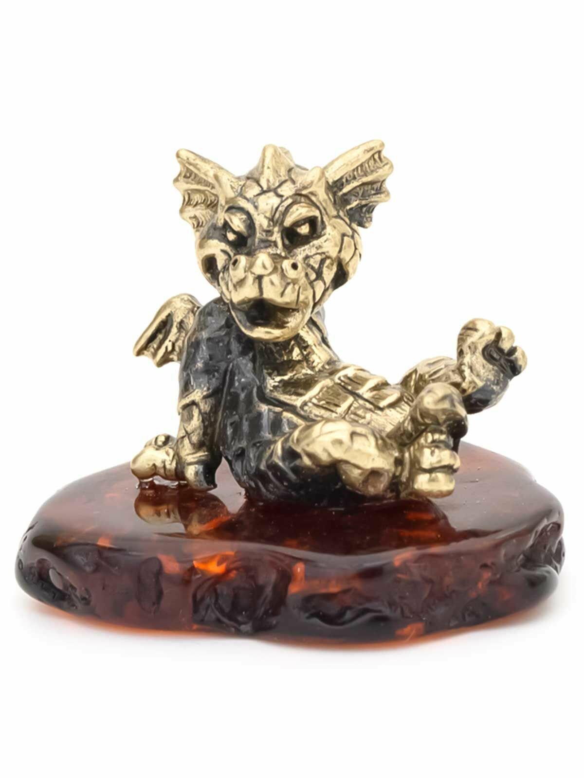 Сувенирная фигурка - Дракон Релакс, Янтарь, 2,7 см