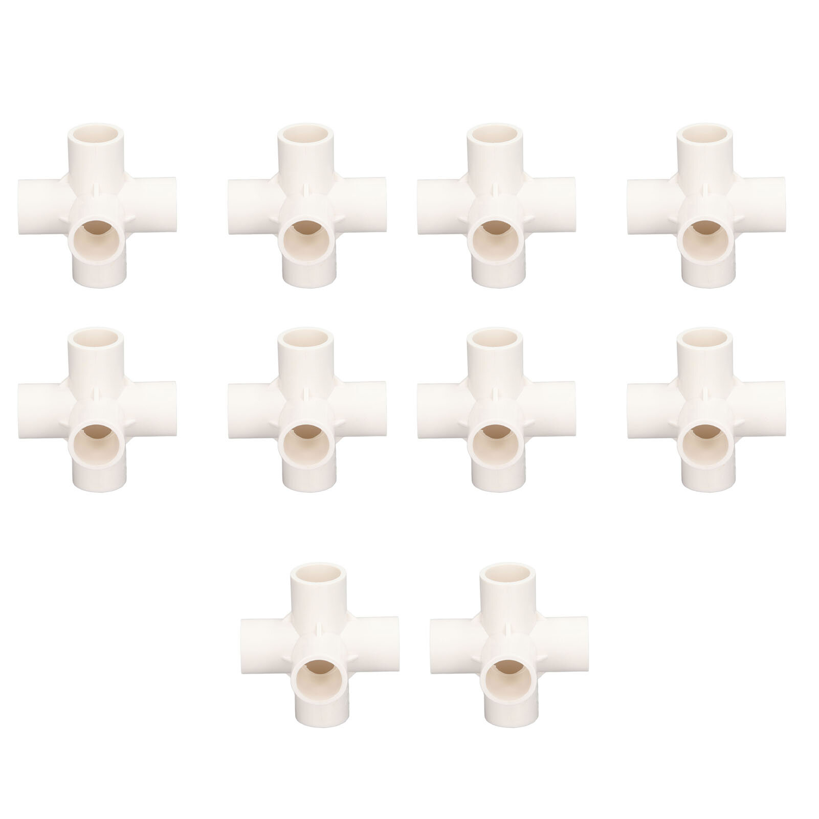 10 шт. ПВХ-соединителей для труб 20 мм, 5-ходовые, угловые, трехмерные, для мебели, белые.