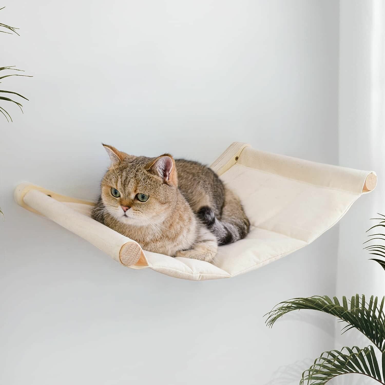 Игровой комплекс для кошек настенный с двумя лесенками и гамаком