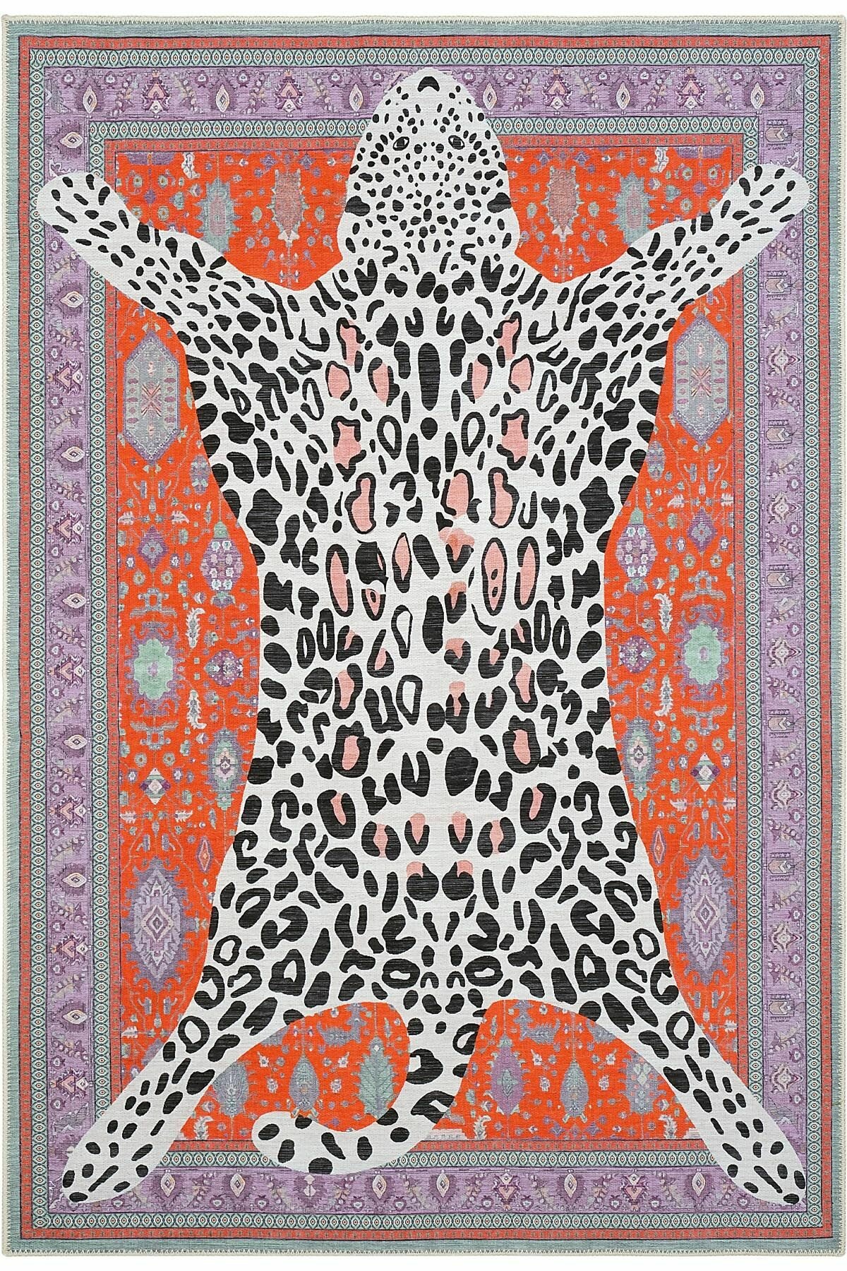 Ковер Cool Hali Jagora 401 Ковер 80x150 см с анималистическим принтом сумерки саванны (терракотовый, белый, сиреневый, черный)