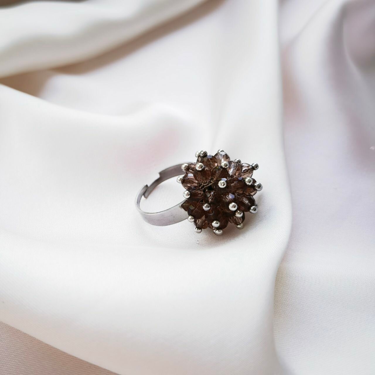 Кольцо наборное, раухтопаз