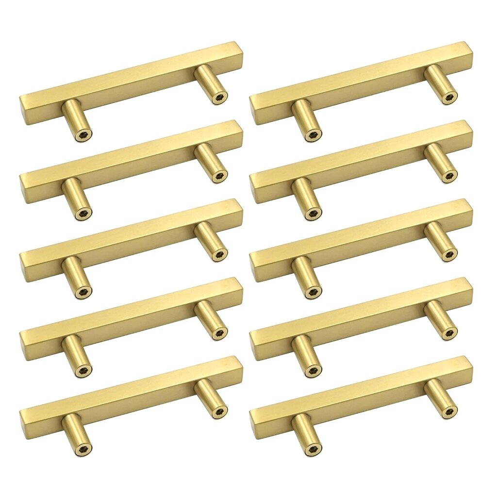 10шт Золотые Матовые Латунные Ручки Декоративная Тяга для Кухонных Шкафов и Ванных Комнат