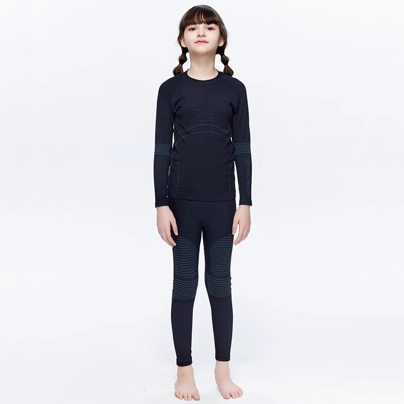 Детская лыжная одежда с быстрой сушкой, профессиональное влагоотводящее нижнее белье, термокомпрессионная одежда для девочек, велосипедный комплект для мальчиков