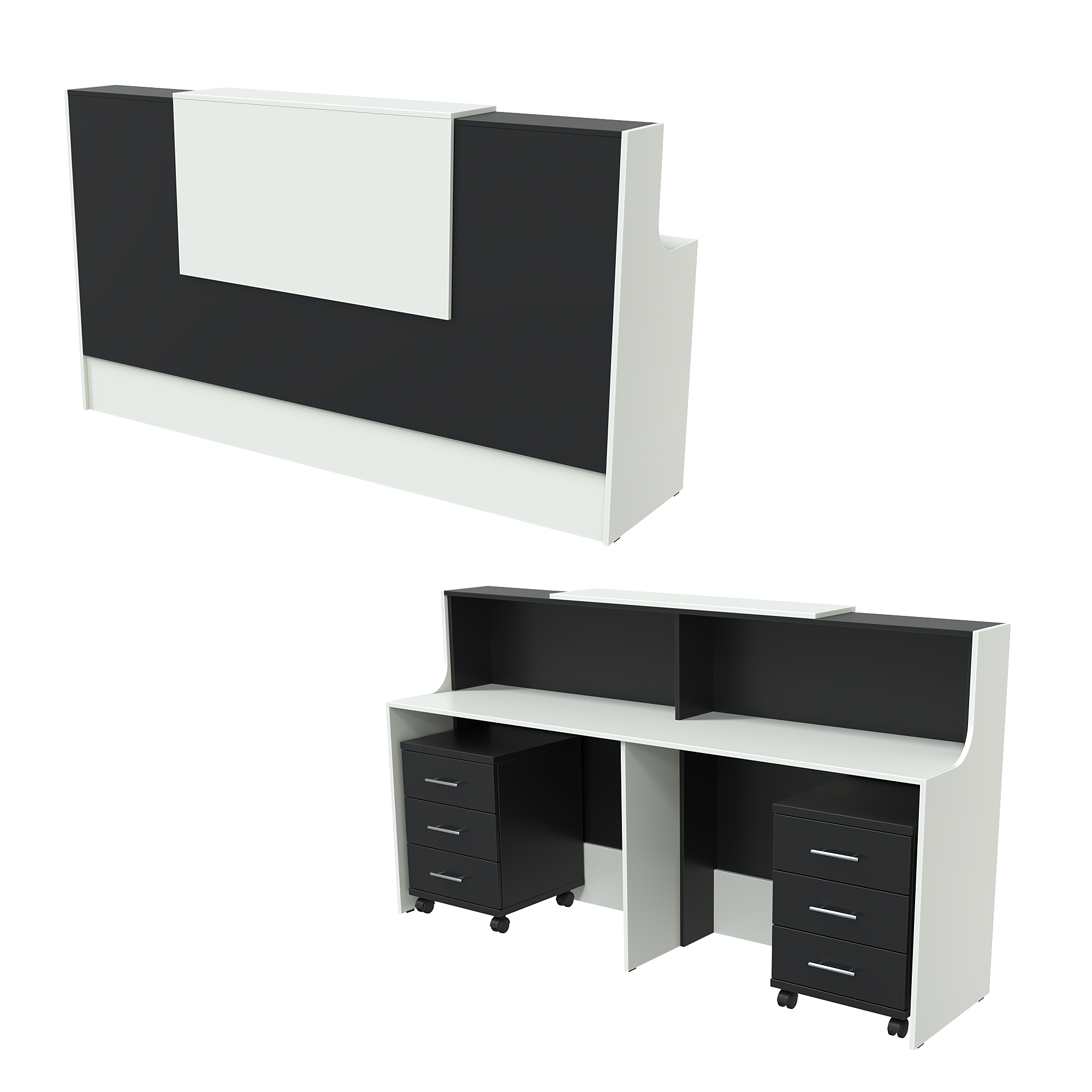 Ресепшн "Диада" №10 с тумбами, Белый и Черный. Производитель товара - компания Westcom.