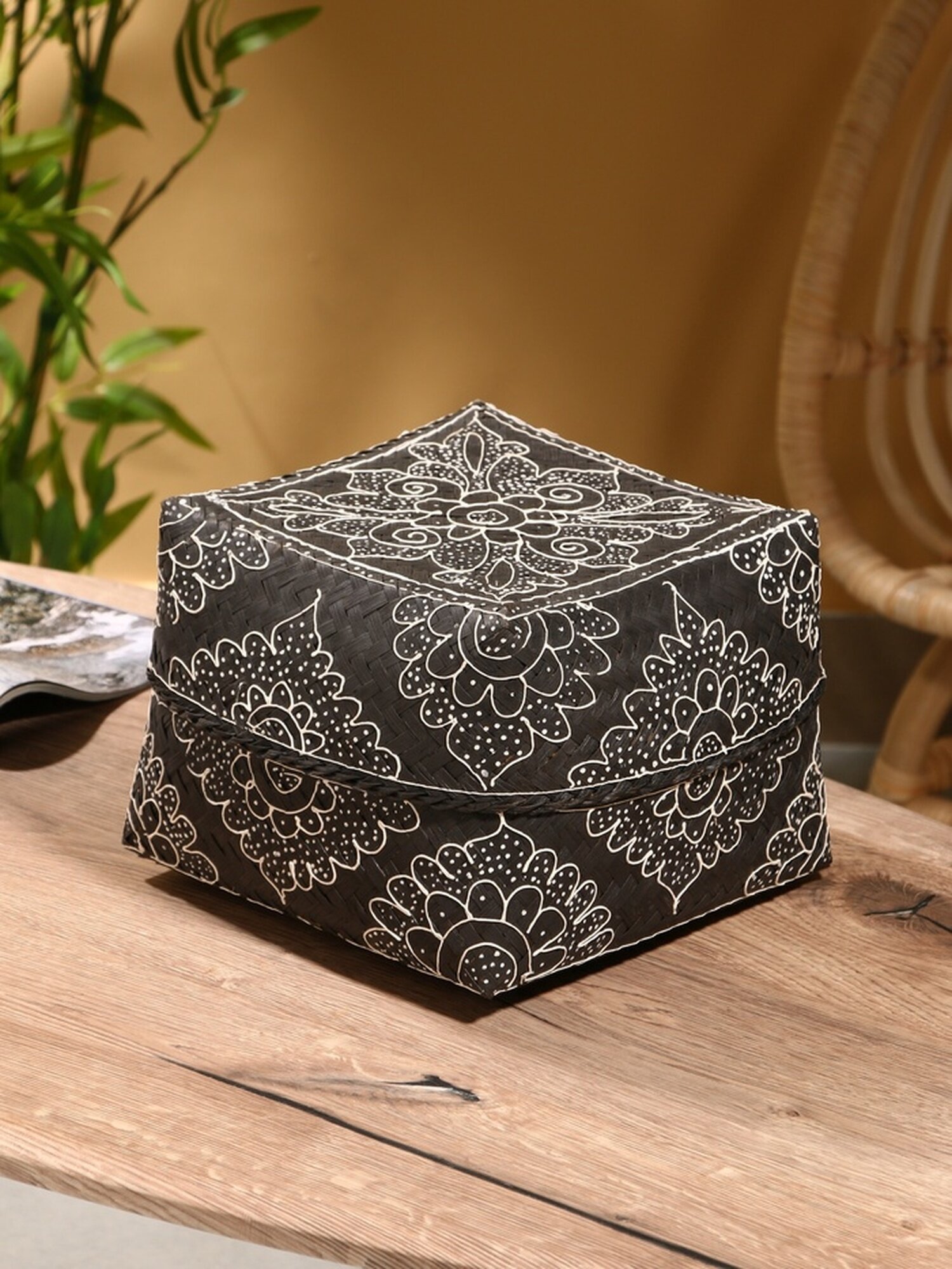 Плетеная корзинка Сима-ленд «Бонтанг», бамбук, квадратная, 24x24x15 см