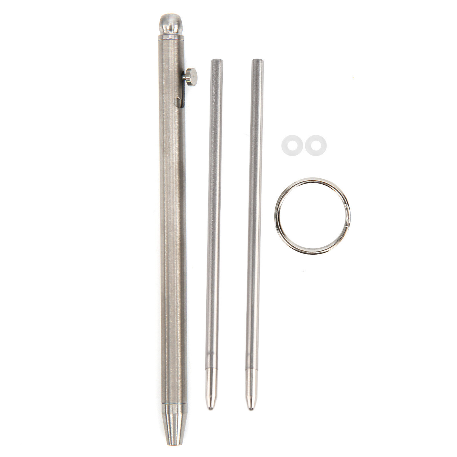 Мини-брелок с шариковой ручкой из титана, серебро, портативный пишущий инструмент EDC, конструкция из чистого титана, шариковая ручка с вывеской, многоразового использования