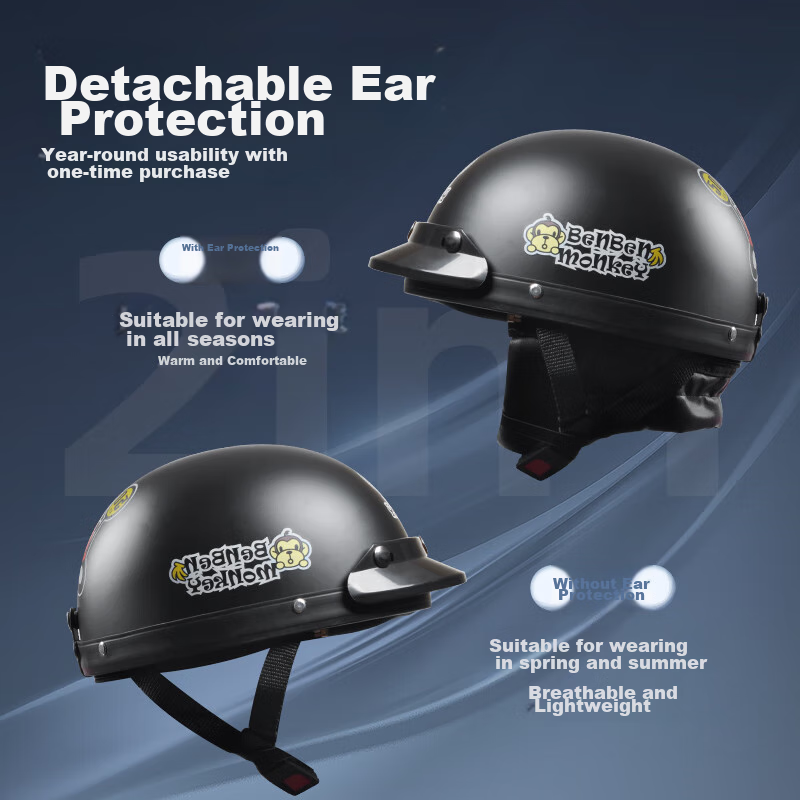 AD New National Standard 3C Certified Electric Vehicle Helmet, Summer Adult Electric Scooter Motorcycle Harley Half Helmet, Lightweight Safety Helmet HL-01 White, Unisex for All Seasons