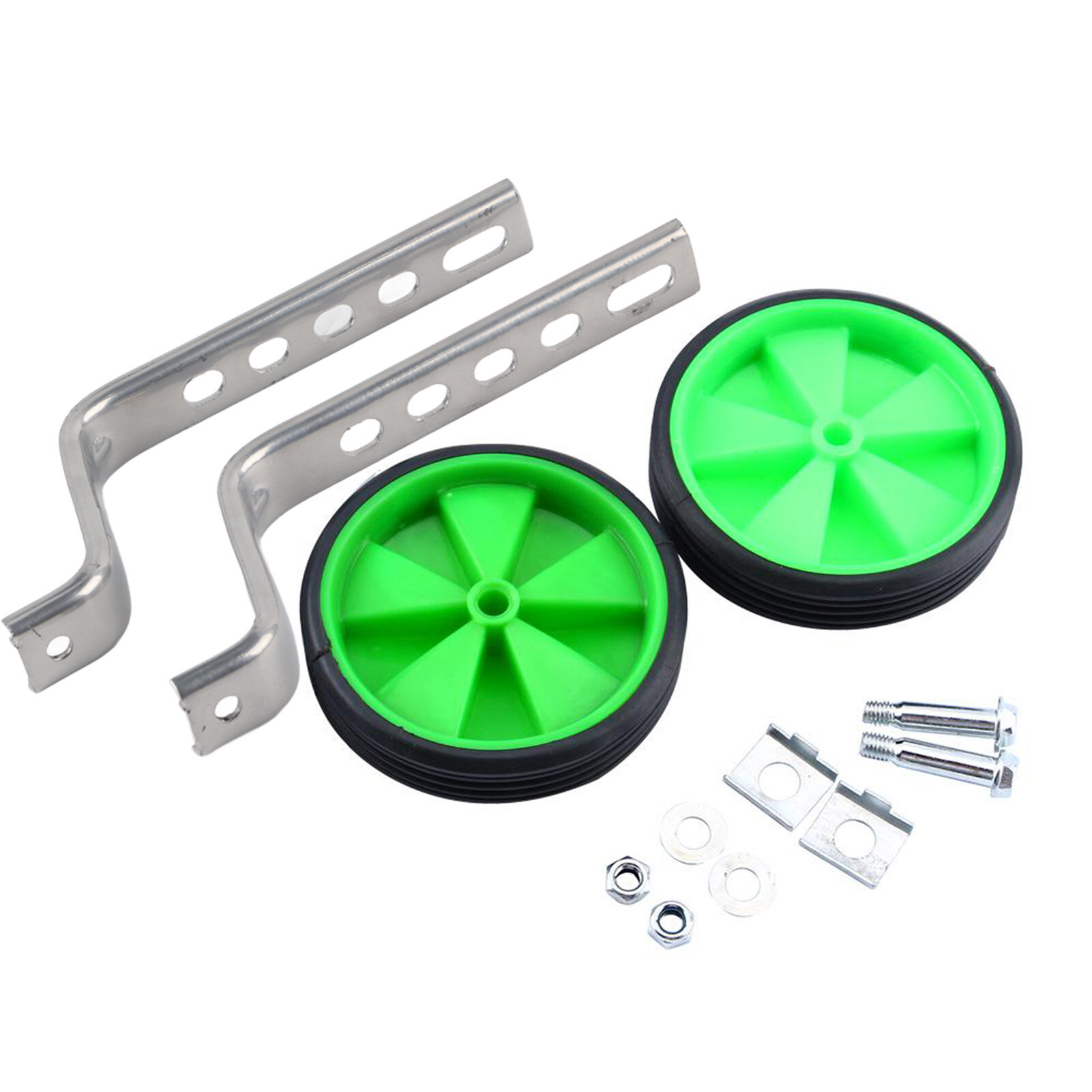 Регулируемые тренировочные колеса, 2 шт, стабилизатор для детей, баланс велосипедов 12 20 дюймов, зеленый цвет, простая установка, прочная стальная конструкция