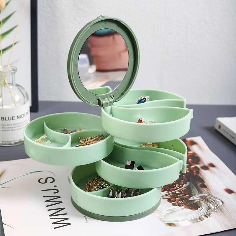 Шкатулка для хранения ювелирных изделий, два в одном, с зеркалом. Вращающееся хранилище.